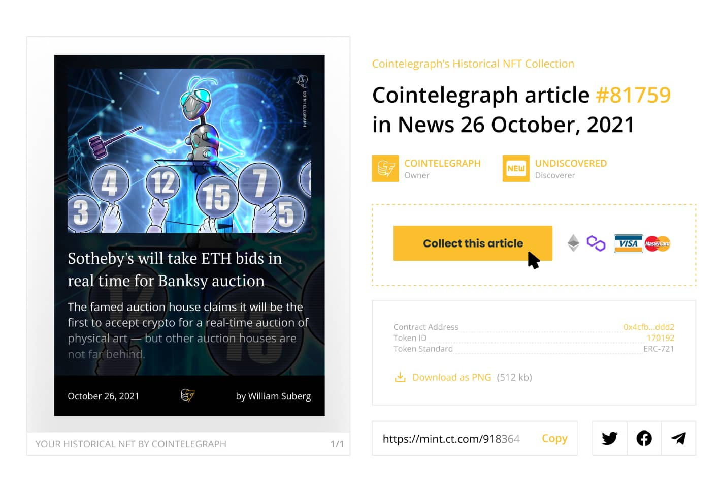 Cointelegraph's NFT collection curated by you